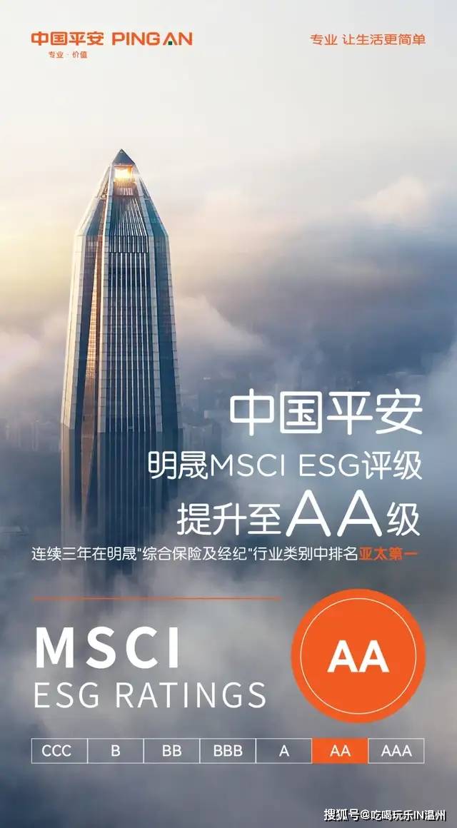 中国平安MSCI ESG评级升至AA级，连续三年位列“综合保险及经纪”亚太区第一_员工_金融_发展