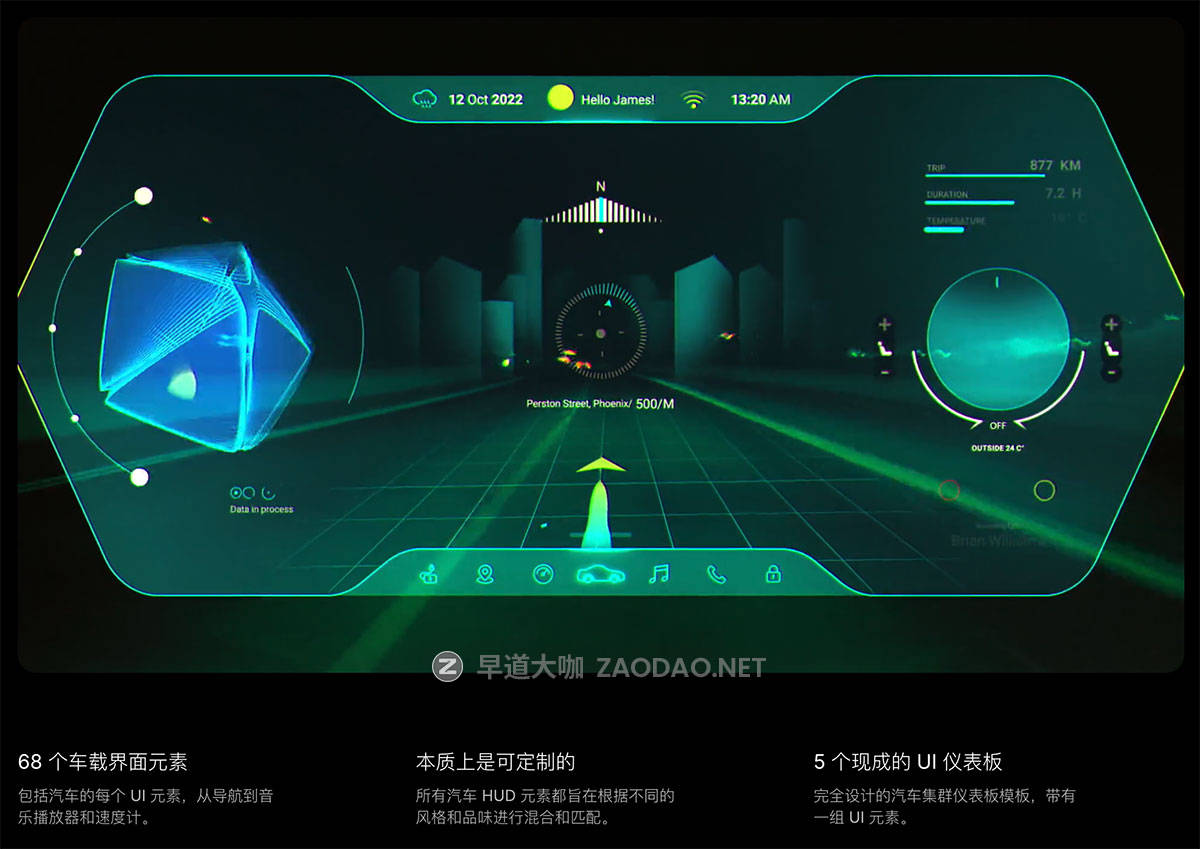 Pixflow - Car Cluster HUD UI Templates AE/PR预设 汽车Ai智能驾驶仪表盘HUD信息看板面板动画模板 ...