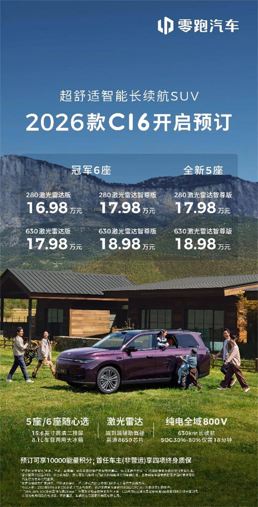 16.98万起，新增全新5座版，2026款零跑C16开启预售_搜狐汽车_搜狐网