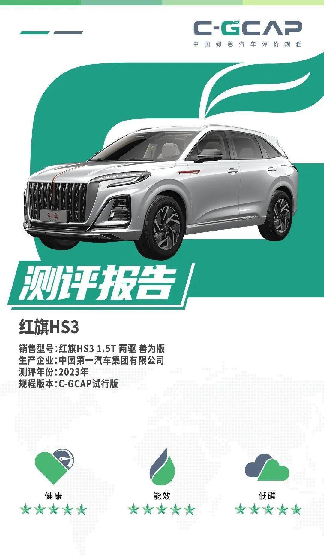 红旗 HS3获得全国首个C-GCAP 全五星认证_搜狐汽车_搜狐网