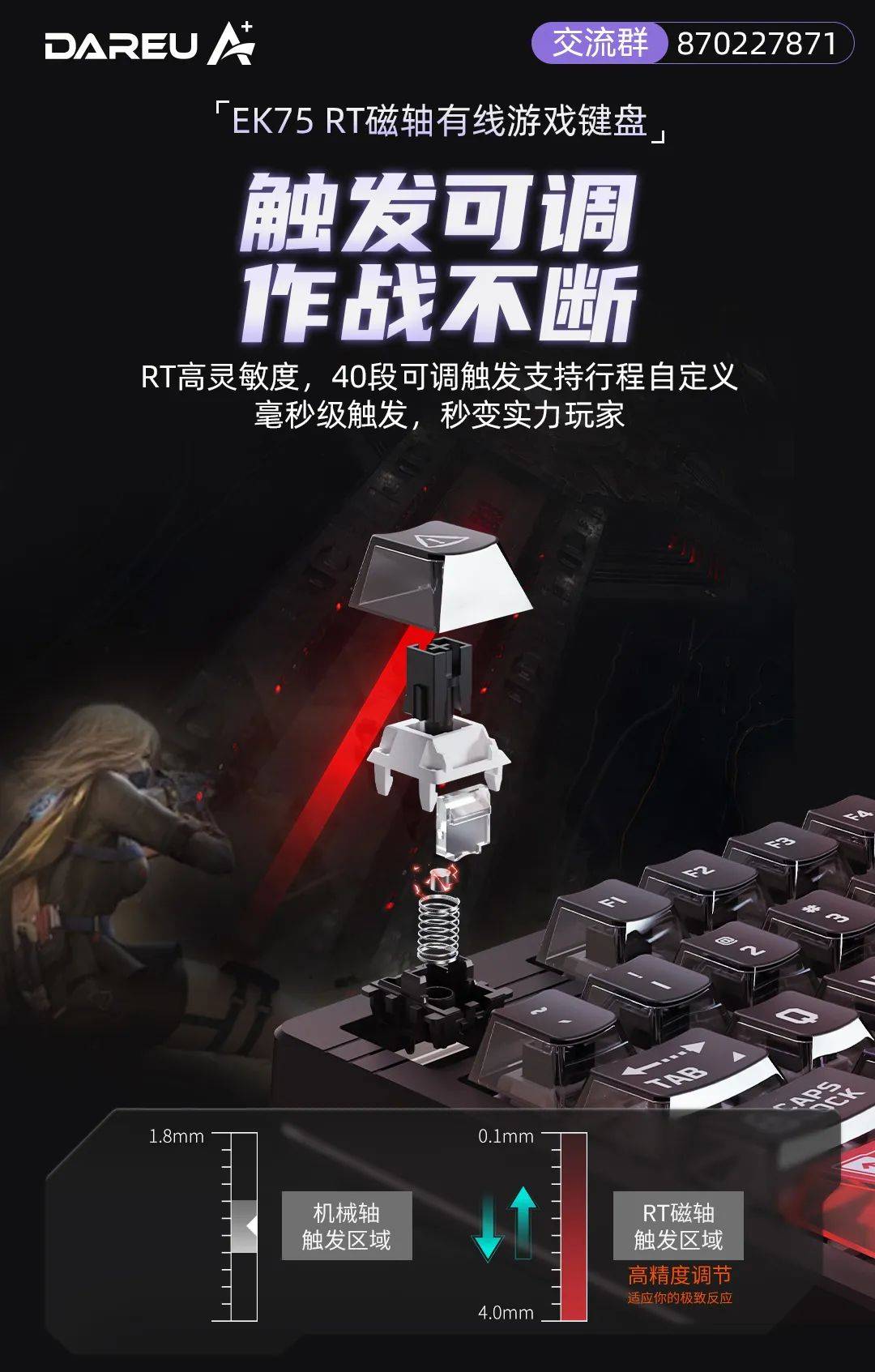 EK75RT磁轴键盘丨触发可调，作战不断_按键_支持_的需求