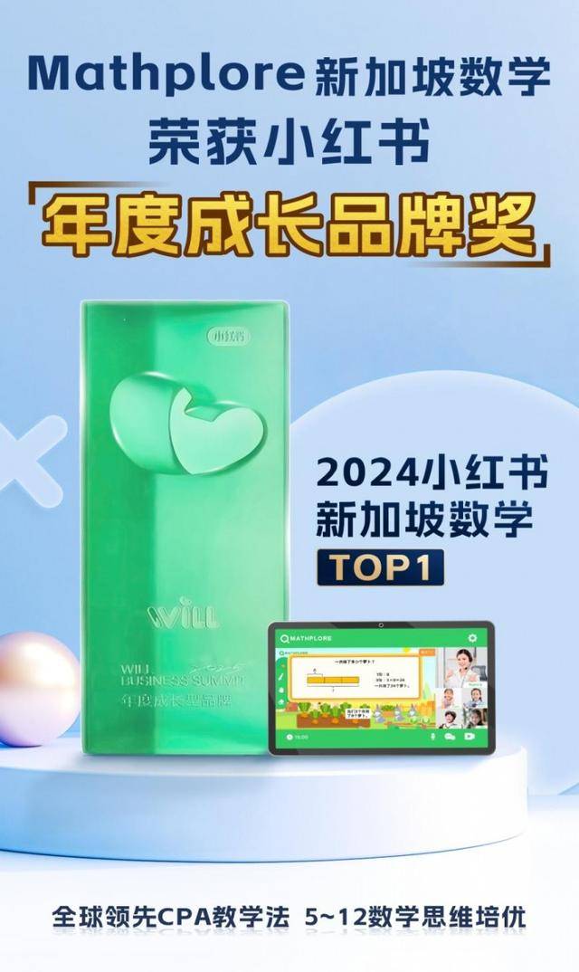 喜讯！Mathplore新加坡数学 荣获 “2024 小红书年度成长品牌”_教育_VIPtutor_全球