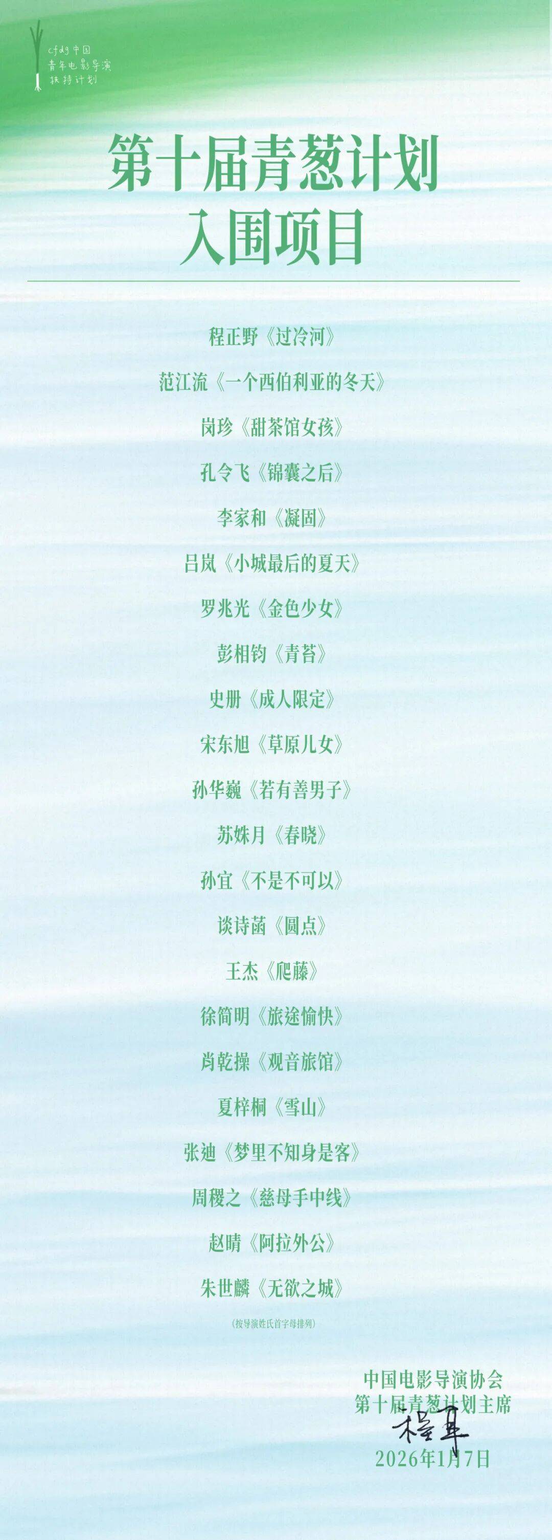 第 10 届青葱计划入围名单：22 位青年导演上榜_项目数_电影_类型