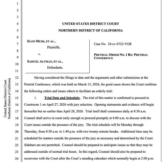 马斯克诉奥尔特曼案下周开庭 我们现在知道哪些信息？_OpenAI_诉讼_阶段